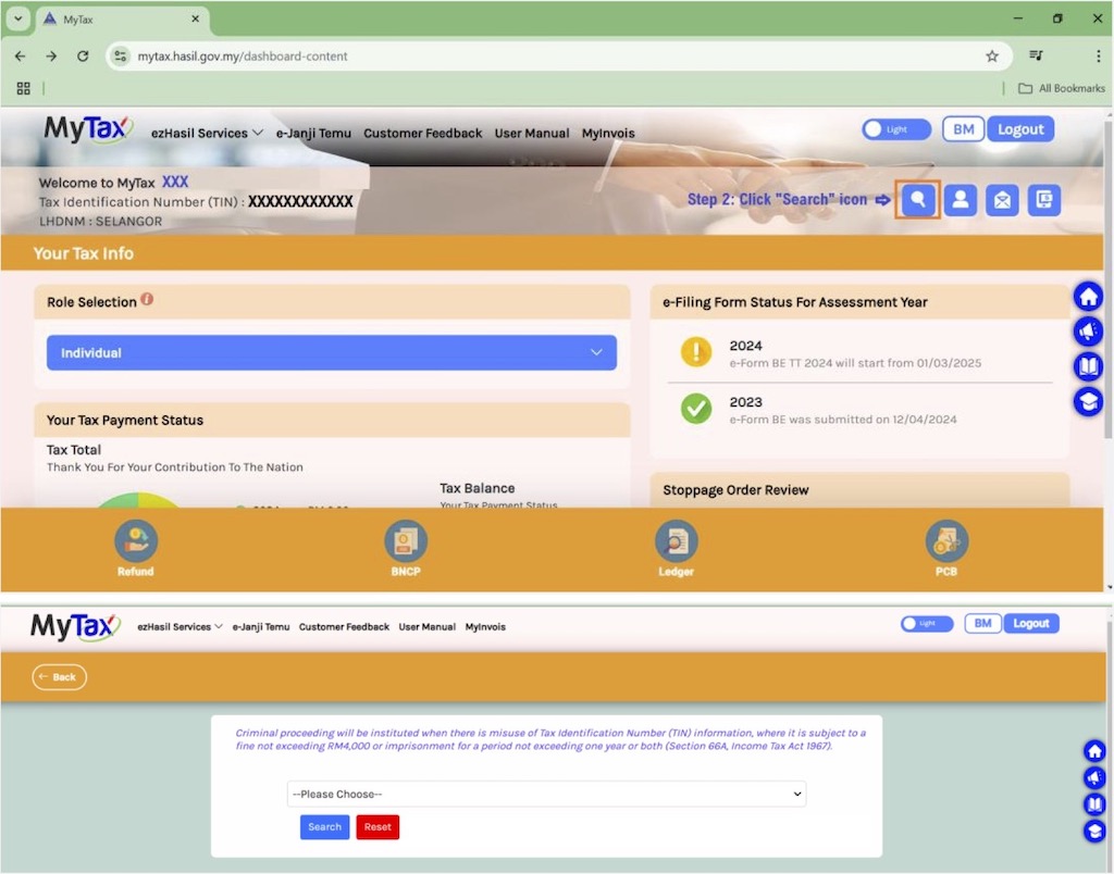 Biztrak | How to Search Tax Identification Number (TIN) via MyTax Portal